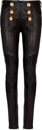 Balmain Femme, Pantalons, Noir, Taille: 36 FR Pantalon de motard slim en agneau