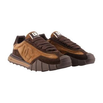 Dolce & Gabbana Logo-Embossed Calfskin Sneaker - Brown