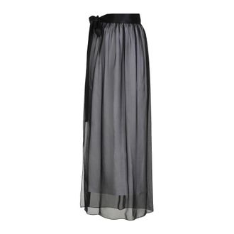Dolce & Gabbana Langer Seidenchiffonrock mit G&uuml;rtel - - Skirts - Damen - Schwarzk - L