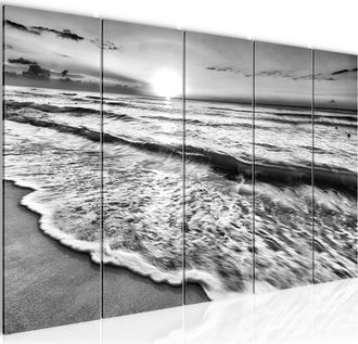 Runa Art Bild Sonnenuntergang Strand Wandbilder auf Vlies Leinwand 5 Teilig Wanddekoration Schlafzimmer Wohnzimmer 023756c