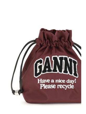 Ganni Womens Nylon Pouch Windsor Wine Keyrings & Keychains