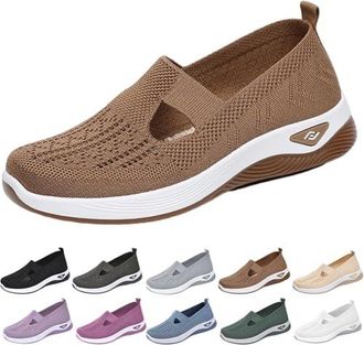 Generic Chaussures orthop&eacute;diques tiss&eacute;es respirantes &agrave; semelle souple pour femme - Chaussures de marche d&eacute;contract&eacute;es &agrave; enfiler - Soutien de la vo&ucirc;te plantair