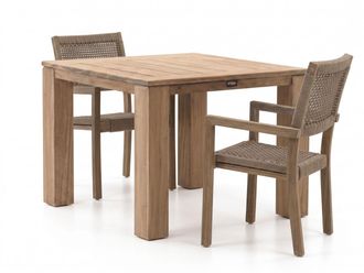 Rough Country Rustic Furniture ROUGH-Batang Rope/ROUGH-X 100 cm Gartenm&ouml;bel-Set 3-teilig stapelbar