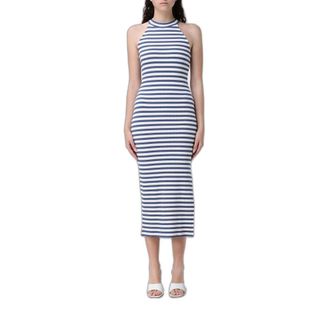 Emporio Armani Rippstrick-Midikleid aus Stretch-Viskose - - Dresses - Damen - Blau - M