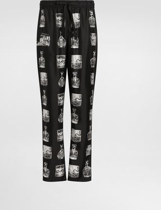 Dolce & Gabbana Pyjamahose Aus Seide Whisky-print - Mann Hosen Und Shorts Drucken 46
