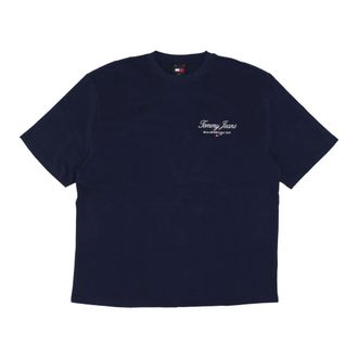 Tommy Hilfiger Homme, Tops, Bleu, Taille: XL Oversized Serif Luxe Tee Dark Night