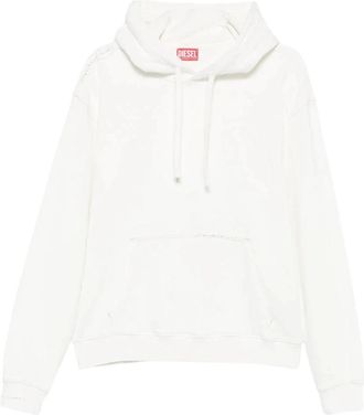 Diesel Hoodie mit Rissen und Kristall-Details - - Sweatshirts & Hoodies - Herren - Wei&szlig; - L