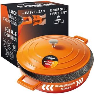 STONELINE Cocotte Induction avec Couvercle 28 cm, 4,2 L, Casserole Antiadhésive Revêtement avec de vraies Particules de Pierre, Braisière Marmite pour Tous Feux