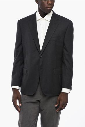 Corneliani Lined Single Breasted MANTUA Wool Blazer With Flap Pockets size 56