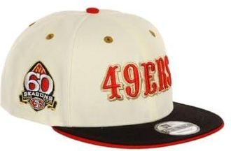 New Era NFL 9Fifty 49ers Bills Steelers Casquette de baseball réglable avec visière droite, 950-49ers-chrome 33231, taille unique