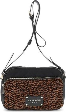 Caf&egrave;noir Sac Photo En Nylon Matelass&eacute; Avec Imprim&eacute; Floqu&eacute;, Pour Femme, Couleur Marron, Taille Taille Unique