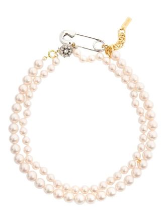 Moschino collier double tours à perles - Tons neutres