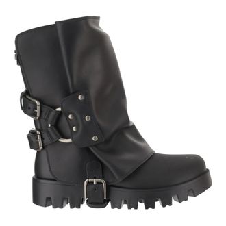 Dolce & Gabbana Femme, Chaussures, Noir, Taille: 40 EU Bottines en caoutchouc et cuir de veau
