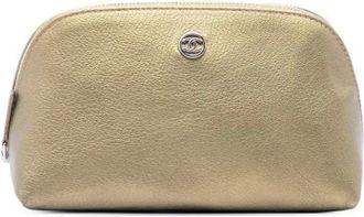 Chanel Pochette en cuir m&eacute;tallis&eacute; Pre-owned - Femme - Pre-owned - Jaune - Taille: ONE Size