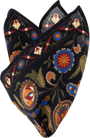 Ascot Herren Einstecktuch schwarz gebl&uuml;mt