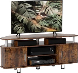 HOMCOM TV-M&ouml;bel, Holz, TV-Bank f&uuml;r Fernseher bis zu 55 Zoll, mit gro&szlig;er Platte, Schrank mit T&uuml;ren und offenem Fach f&uuml;r Wohnzimmer, Schlafzimmer, 120 x 40 x 5