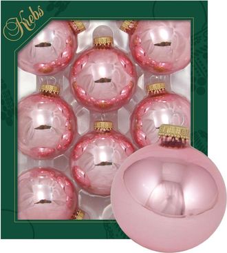 Krebs Glas Lauscha Weihnachtsdekoration/Christbaumschmuck aus Glas - Unifarbende Kugeln - Menge: 8 Stück - Farbe: Altrosa - Größe: ca. 7 cm