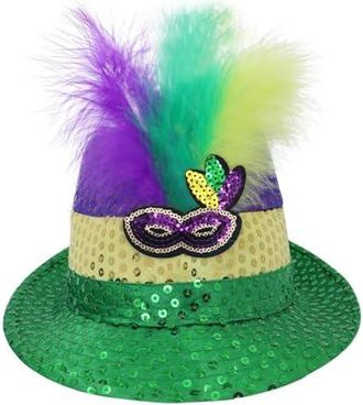 Generic Chapeau &agrave; paillettes pour homme et femme - Color&eacute; - Paillettes - Chapeaux amusants avec plume - Casquette brillante - Unisexe - Hip-hop - Tenue disco 