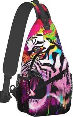 Generic L&eacute;ger Sacoche Homme Bandouliere Art du roi des tigres &agrave; lencre color&eacute;e Sac Bandouli&egrave;re Casual Sac DEpaule pour Cyclisme Homme Femme