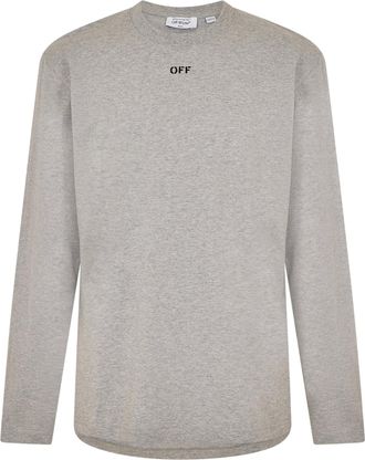 Off-white Off White - T-Shirt f&uuml;r Herren, Rundhalsausschnitt, Regul&auml;r, Lang&auml;rmlig (Grau/Schwarz)
