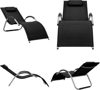 vidaXL Vidaxl - Sonnenliege Textilene Schwarz und Grau - Sonnenliege - Gartenliege - Liege - Outdoor Möbel - Textilene - Home & Living