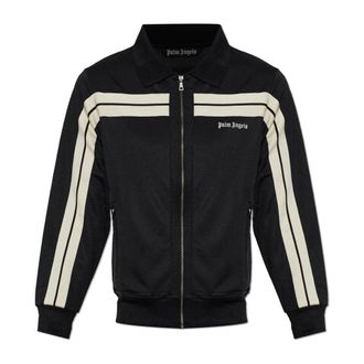 Palm Angels Sweatshirt mit durchgehendem Rei&szlig;verschluss und gesticktem Logo - - Sweatshirts & Hoodies - Herren - Schwarzk - L