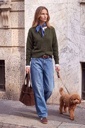 Trendyol Einfarbiger 3/4-Arm-Cardigan, locker geschnitten - Khaki