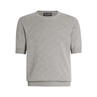 Dolce & Gabbana Rundhals Strickoberteil mit kurzen &Auml;rmeln - - Knitwear - Herren - Grau - M