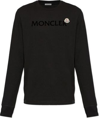 Moncler Homme, Tops, Noir, Taille: M Logo Cotton Long Sleeve T-Shirt