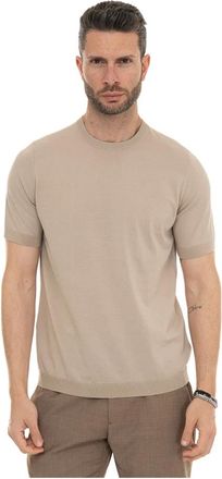 Hindustrie Homme, Tops, Beige, Taille: 3XL Vico-Cot/Silk Pull ras du cou