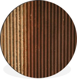 MuchoWow Wandbild Rund Wanddeko Deko Wohnzimmer Bilder 30x30 cm Wellblech - Rost - Bronze