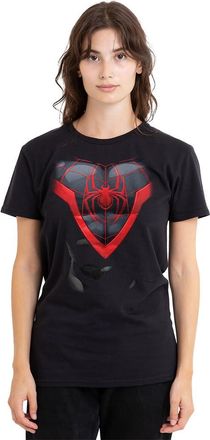 Spider-Man Spider-Man Damen Spiderman Miles Morales Costume Ladies Shirt, Black, Schwarz, S EU