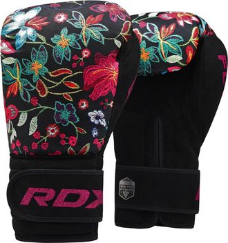 RDX Sports Boxhandschuhe Frauen Damen, Kickboxen Muay Thai Sparring, Blumen Rosa Schwarz Boxing Gloves Women, Kampfsport MMA Boxsack Training, Punchinghandschuhe