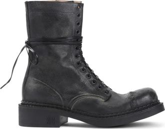 Miu Miu Stiefel - High Lace-Up Black Ankle Boots - Gr. 39 (EU) - in Schwarz - f&uuml;r Damen