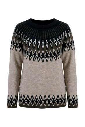 Ulla Popken Strickpullover Pullover Norwegermuster Rundhals Langarm
