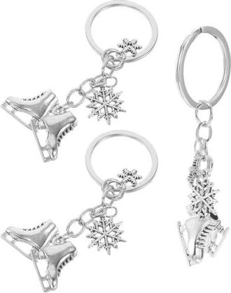 Supvox Porte-Cl&eacute;s Pendentif Mini Chaussures de Patinage sur Glace 3 Pi&egrave;ces D&eacute;coration Flocon de Neige Ornement L&eacute;ger pour Paquet &agrave; Dos Accessoire Hiver Femme