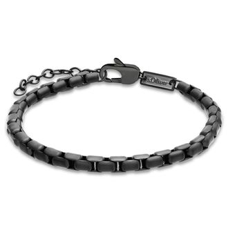 s.Oliver Herren Bracelet - Armband aus mattiertem Edelstahl - IP Schwarz - Venezianerkette verstellbar bis 22 cm - wasserfest & hautfreundlich
