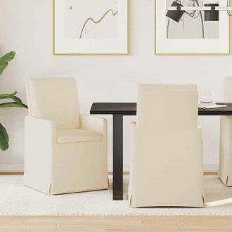 vidaXL vidaXL Chaises de salle &agrave; manger 2 pcs Beige 57 x 67 x 98 cm Lin