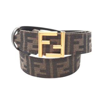 Fendi Ceinture r&eacute;versible en cuir et toile FF Logo Pre-owned - Femme - Pre-owned - Brun - Taille: ONE Size