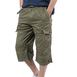 Generico Short Court Homme Cargo Shorts 3/4 Pantalon Large Court Coton Travail Pantalon avec Poches d&Eacute;t&eacute; Casual Sport Shorts de Travail de la Rue Hip Hop r&eacute;tro