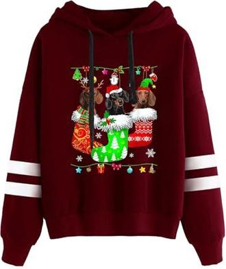 Generic Pull de No&euml;l d&eacute;contract&eacute; &agrave; manches longues pour femme, bordeaux, XL