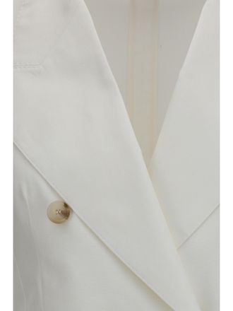 Dolce & Gabbana Womens Double-Breasted Blazer Optical White Cotton Blazers Jacket