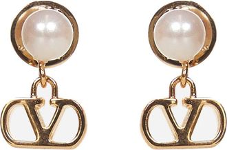 Valentino Garavani Femme, Accessoires, Multicolore, Taille: ONE Size Boucles doreilles VLogo Signature en m&eacute;tal et perle