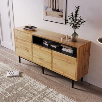Generic HUQIQWE Sideboard Aus Holz 160 cm Breit, Modernes Anrichte M&ouml;bel Mit DREI T&uuml;ren Und Stauraum, Stabil Und Zuverl&auml;ssig, Leicht Zu Montieren, Funktionale