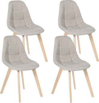 IDMarket Set von 4 skandinavischen St&uuml;hlen Gaby beige Stoff f&uuml;r Esszimmer