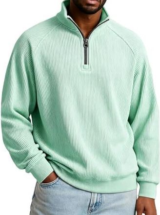 Generic Pull &agrave; col roul&eacute; pour homme - Sans capuche - Col montant - Couleur unie - Avec fermeture &eacute;clair 1/4 - T-shirt de sport confortable - Doux - Coupe droi