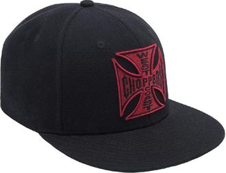 West Coast Choppers WCC Red Cross Flatbill Snapback Cap - Schwarz Farbe Schwarz, Größe One Size