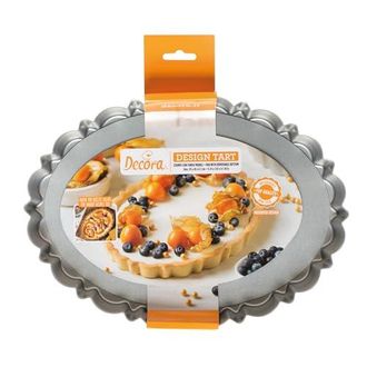 Decora 0075055 Moule à tarte avec fond mobile de dimensions 29 x 20 x 3 H cm, en acier antiadhésif, ovale, facilite la déformation des bonbons, ligne de desi