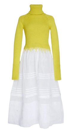 Loewe Yellow Wool Roll Neck Sheer Dress Size S