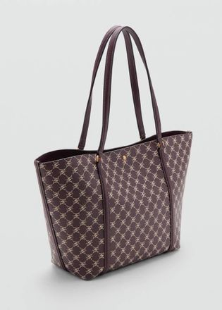 Mango Sac cabas imprim&eacute; logo bordeaux - Femme - Taille unique - MANGO